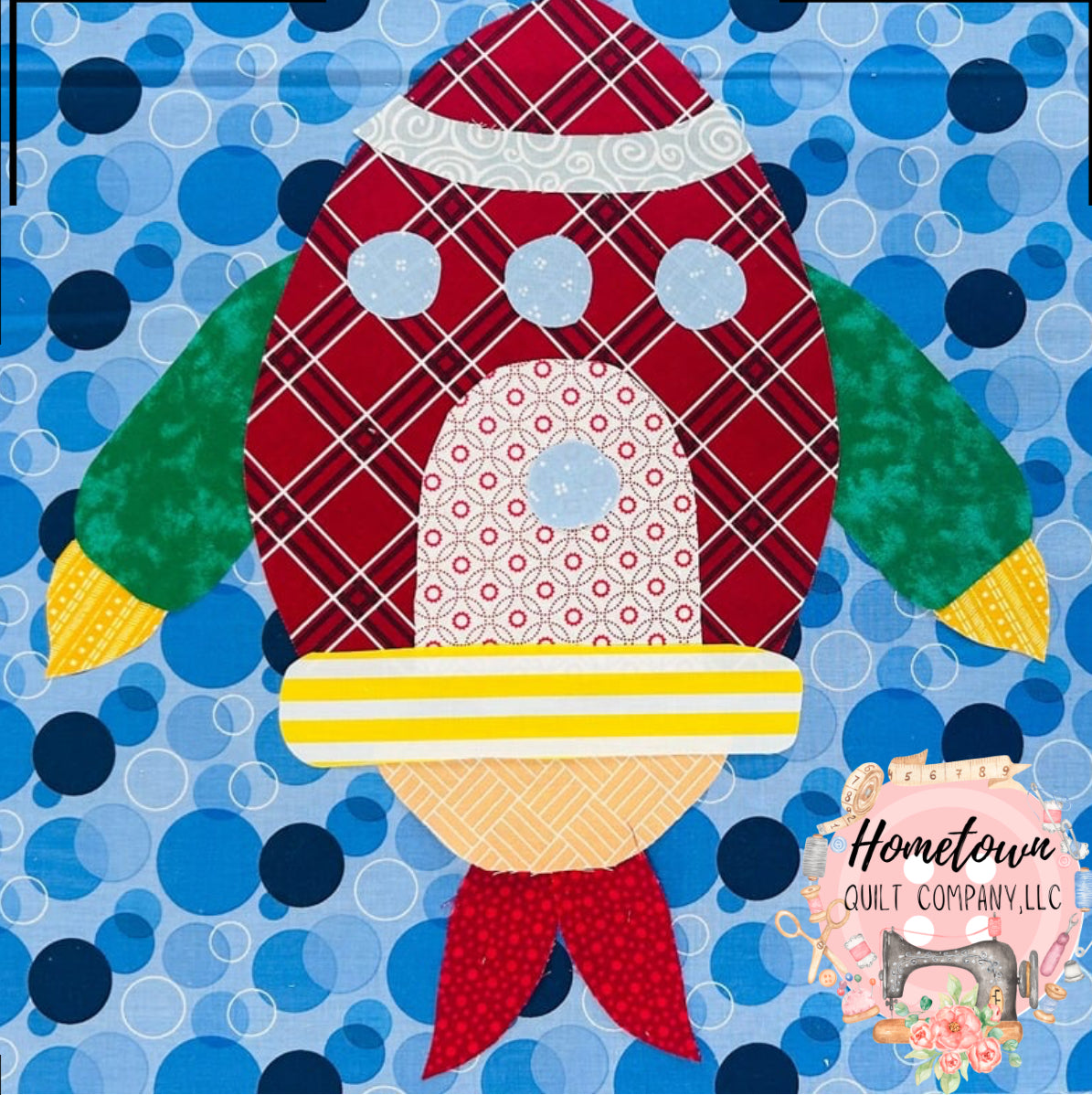 Red Spaceship Block Template – Hometown Quilt Company
