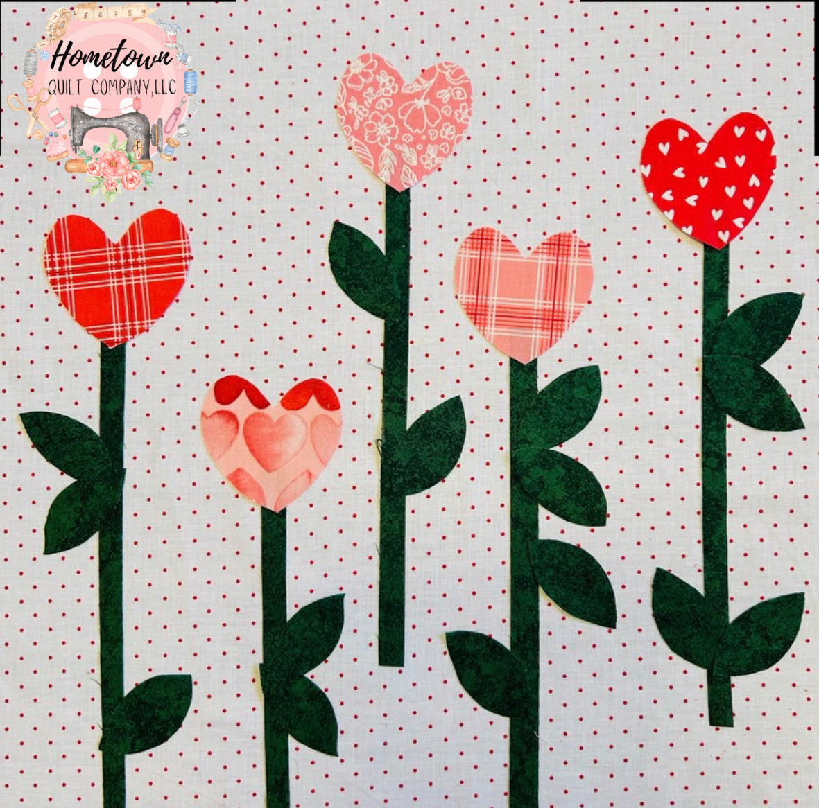 Heart Flowers Block Template – Hometown Quilt Company