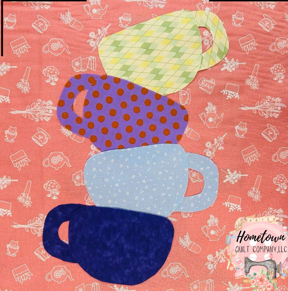 Four Teacups Block Template – Hometown Quilt Company