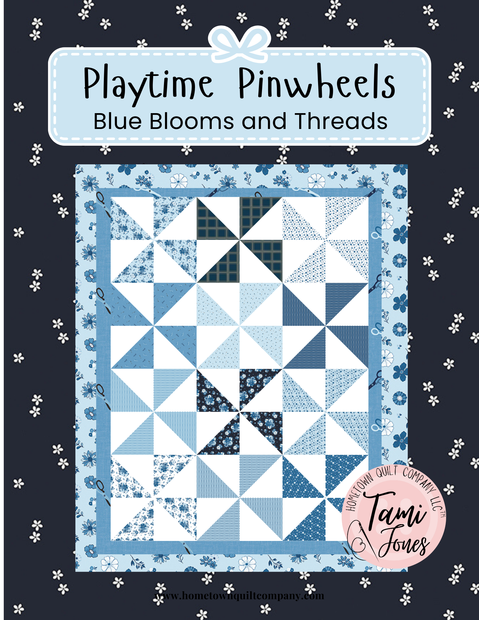 66x86 inch Playtime Pinwheels • Blue Blooms and Threads – Hometown Quilt Company